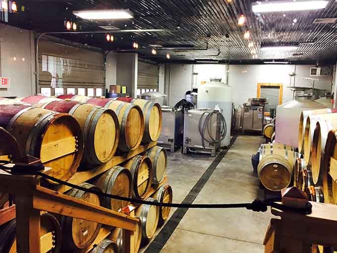 Where the magic happens: oak barrels aging wine while you contemplate quitting your day job.