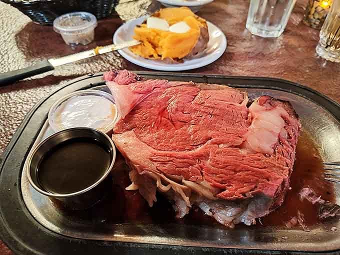 That prime rib is so perfectly pink and juicy, it deserves its own standing ovation and encore performance.
