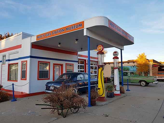 Pete's Gas Station Museum proves that nostalgia looks better when it's preserved with vintage pumps and classic cars.