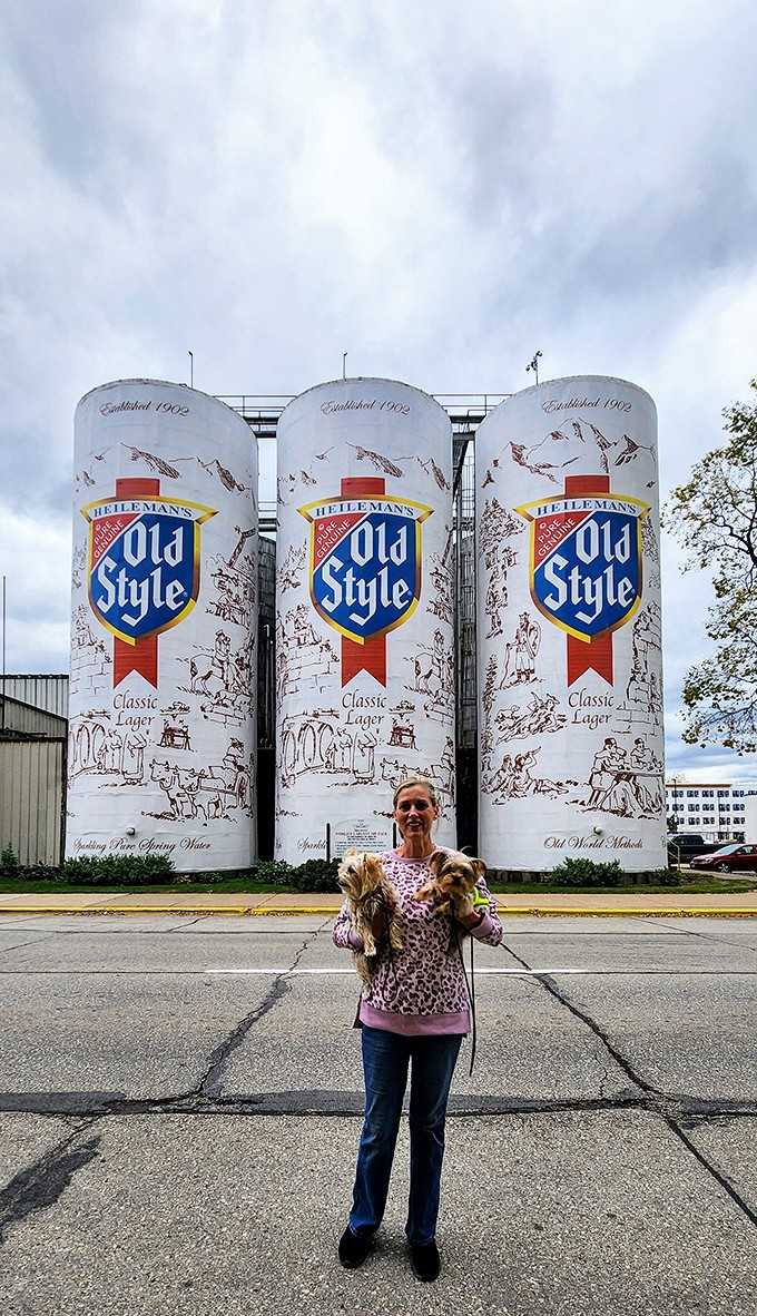 Nothing says "photo opportunity" quite like standing before these colossal cans with your furry companions in tow.