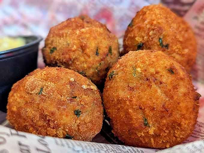 Golden, crispy sauerkraut balls filled with corned beef and cream cheese prove Ohio knows how to do appetizers right.
