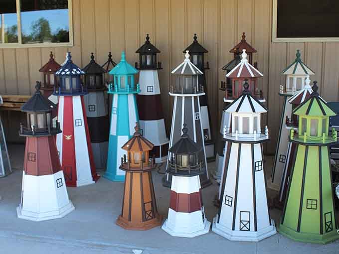 These colorful lighthouses are ready to guide ships through your garden, or at least confuse your neighbors in the most delightful way.