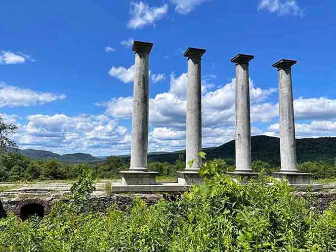 Four marble columns standing tall against Berkshire skies &mdash; ancient Greece called, it wants its view back.