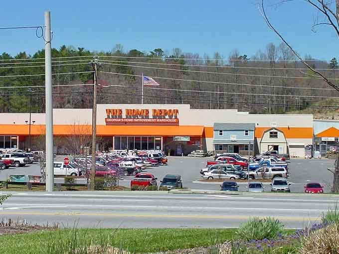 That Home Depot parking lot proves even tiny towns need their weekend warrior supplies and power tools galore.