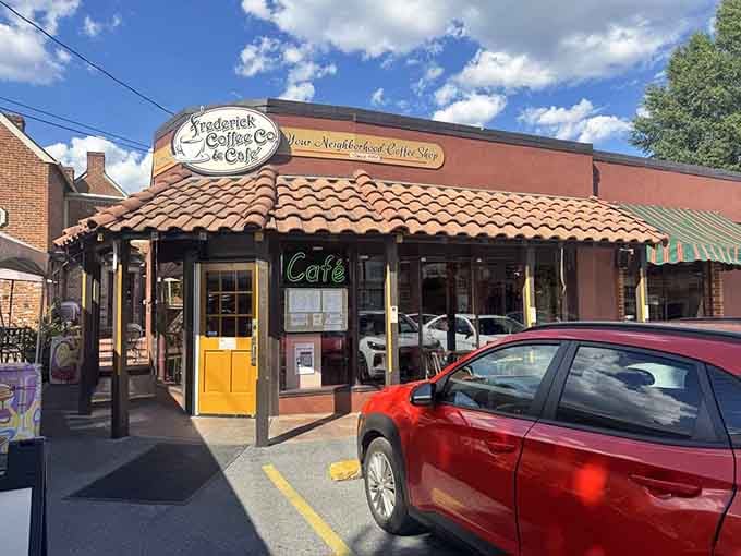 Those Mediterranean-style tiles give this cafe a European flair that makes every visit feel like a mini vacation.