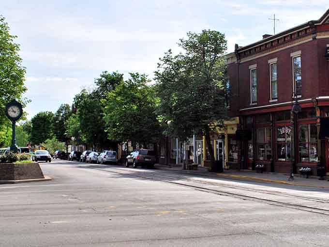 Historic buildings wear their age proudly, their brick facades and windows speaking of simpler, steadier times.