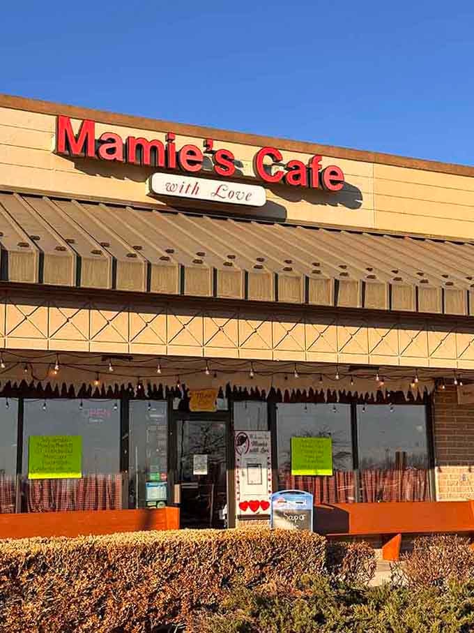 The "with Love" tagline isn't just marketing&mdash;those festive awnings and bright signage radiate warmth before you even step inside.