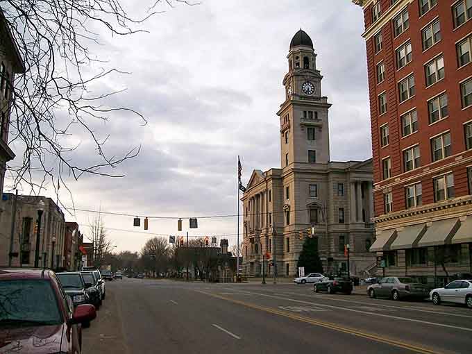 That clock tower stands watch over downtown like a patient grandfather, marking time that barely seems to move.