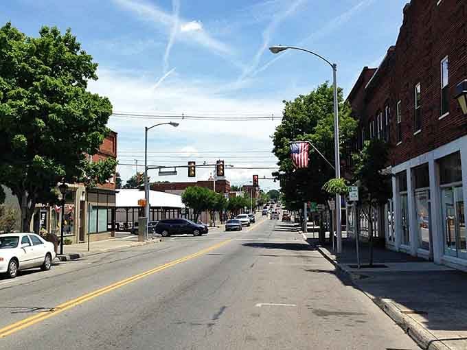 Tree-lined streets stretch toward distant mountains, proving that small-town charm comes with a spectacular view included.