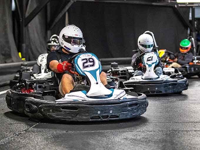 Side-by-side competition heats up as drivers navigate tight corners where strategy matters as much as speed.