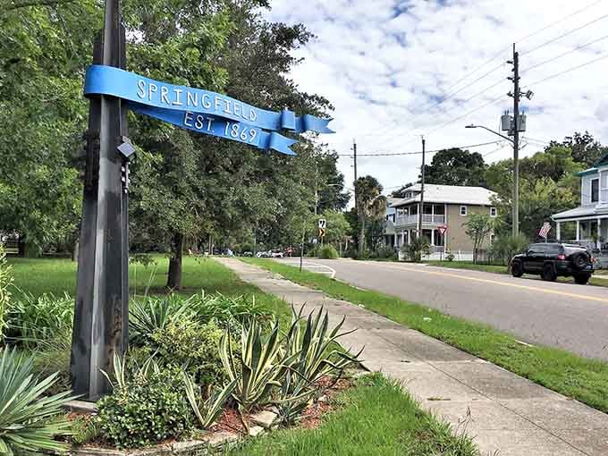 The blue banner welcomes you to a place where history meets affordability in the most charming way possible.