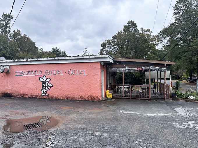 Pink walls and a playful cartoon character signal that authentic Mexican flavors await without any pretentious attitude whatsoever.