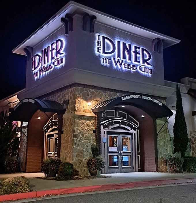 Lit up like a beacon at night, this diner calls to hungry souls like moths to delicious flame.