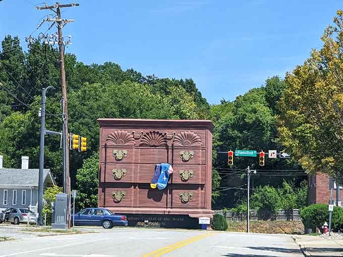 When your town's furniture industry needs a billboard, go big or go home&mdash;preferably in a giant dresser.