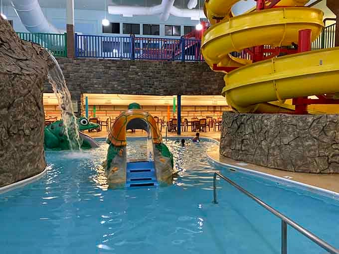See how the stone accents and careful design make even the kiddie areas feel like a real mountain adventure.