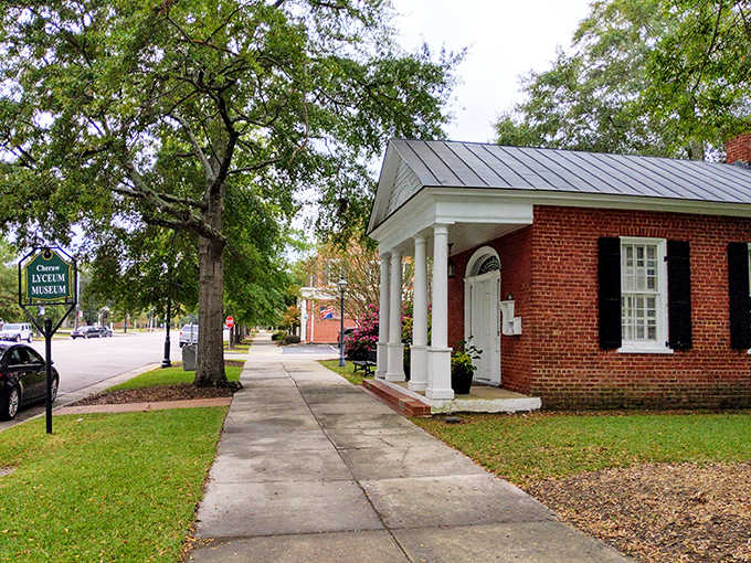 Classic brick architecture with welcoming porches invites you to discover history without paying tourist-trap prices for it.