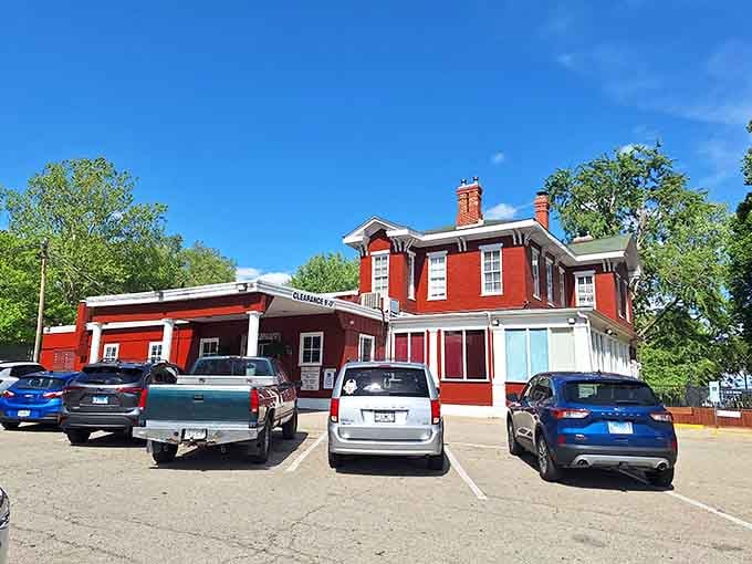 The grand architecture hints at history, but it's the seafood inside that keeps this parking lot packed daily.