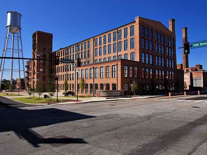 Historic brick buildings showcase Columbus's industrial heritage while the water tower stands as a proud landmark of this budget-friendly Georgia city.