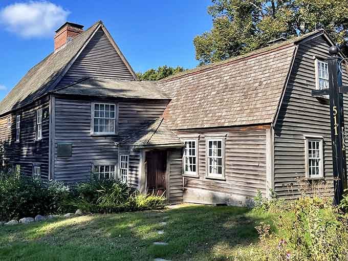 The steep roof and colonial charm have stood strong since the 1600s, outlasting countless New England winters.