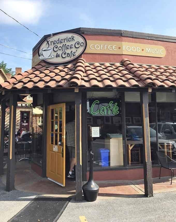 The yellow door and covered entrance welcome you like an old friend inviting you in for coffee.