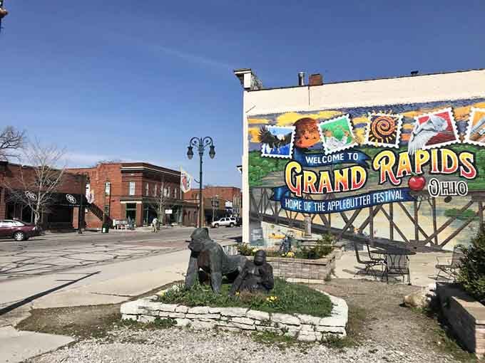 That colorful welcome mural says it all: this town celebrates tradition with pride and a touch of whimsy.