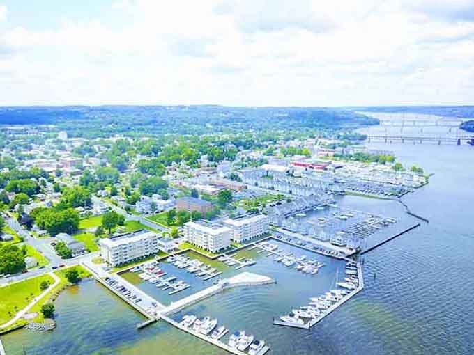 The marina stretches out with boats dotting the water like floating neighborhoods waiting to welcome new friends.