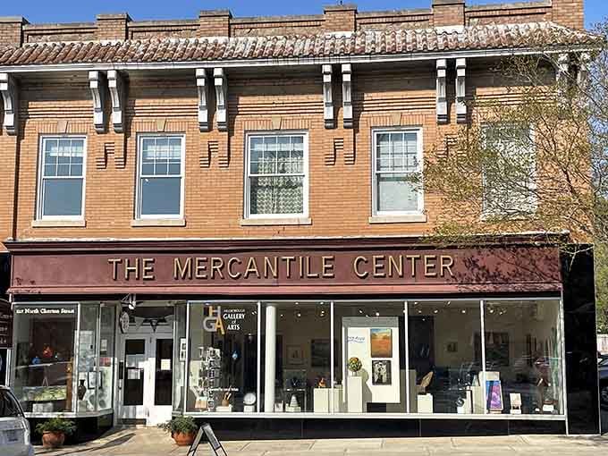 The Mercantile Center's ornate brickwork details show craftsmanship from an era when buildings were built to impress forever.