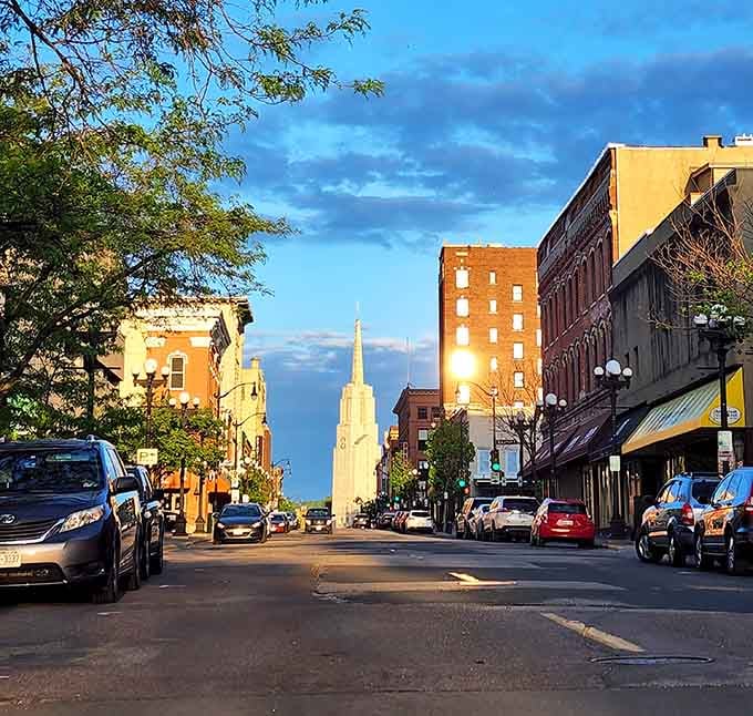 That white Art Deco tower glowing at dawn is the stuff of dreams. Talk about a bright city future!