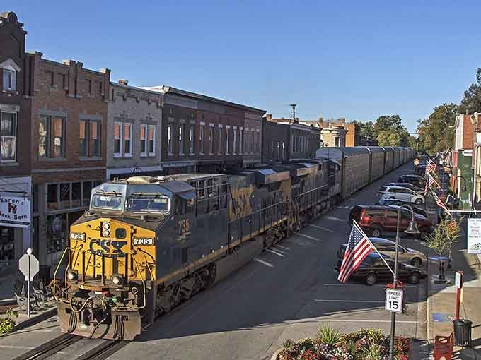 When the train rolls through, it's like dinner theater with locomotives&mdash;everyone stops to watch the show unfold.