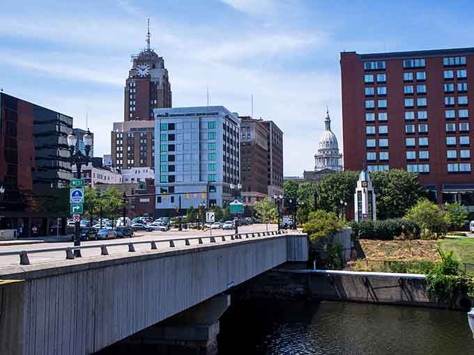 Bridges and waterways weave through the city, proving that urban landscapes can be surprisingly green and peaceful.