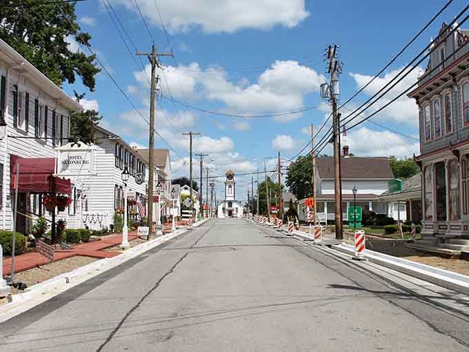 Wide-open streets under blue skies make you wonder why anyone would rush through a place this peaceful.