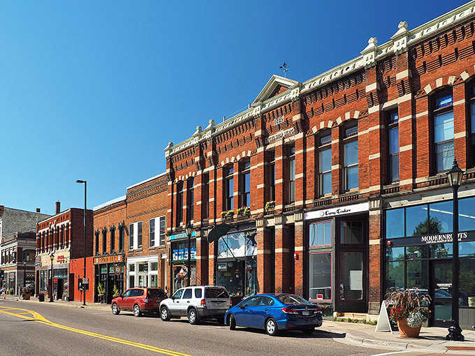 These ornate brick facades with their detailed cornices remind you when craftsmanship actually meant something beautiful and lasting.