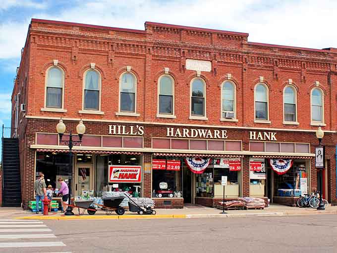 Hill's Hardware Hank proves that real hardware stores still exist, complete with patriotic bunting and genuine small-town hospitality.