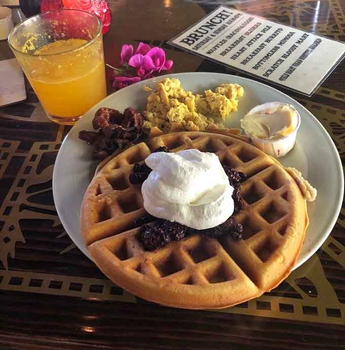 Waffles, scrambled eggs, and crispy bacon, brunch here is the kind of morning worth waking up for.
