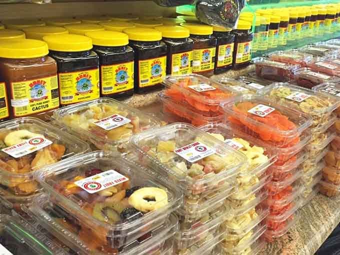Dried fruits and nuts displayed like precious cargo from a successful intergalactic trading mission gone deliciously right.