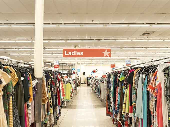The ladies section alone could outfit an entire neighborhood, with styles ranging from classic to contemporary chic.