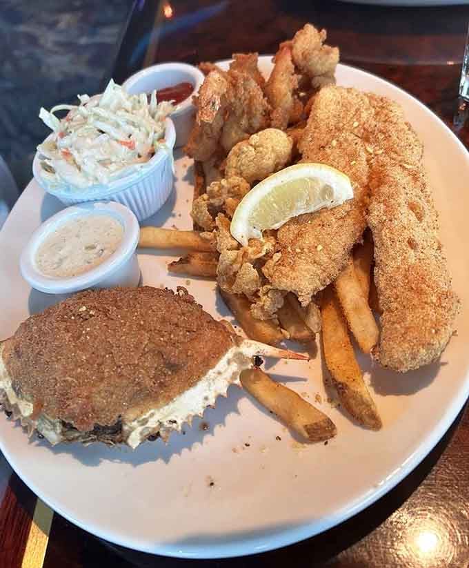 This fried seafood platter comes with more variety than a greatest hits album from the ocean's best performers.