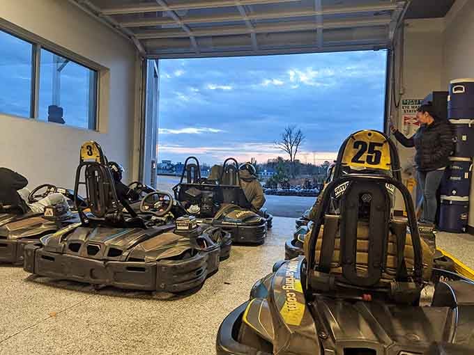 These Italian racing machines rest between sessions, their engines cooling while dreaming of their next high-speed adventure.