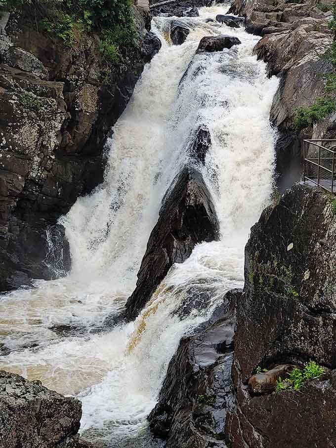 When the spring snowmelt arrives, these waterfalls transform into roaring displays of raw hydraulic power.