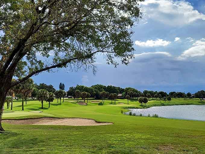 Emerald fairways stretch toward tranquil waters, offering affordable golf that won't require mortgaging your retirement to enjoy a round.