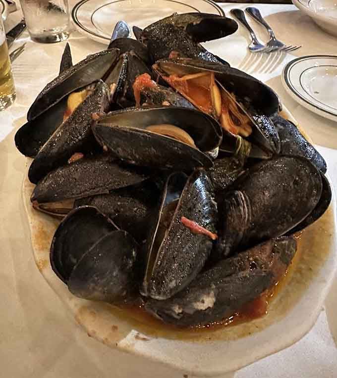 A mountain of mussels that proves sometimes the best things in life come in tightly closed shells.