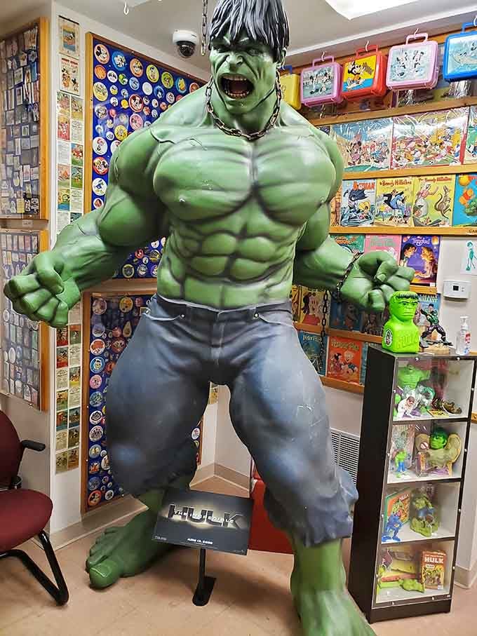 Life-size Hulk reminds you that anger management issues look different when you're bright green and muscular.