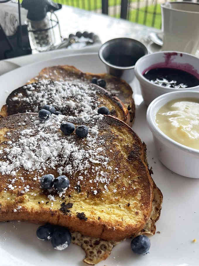 French toast dusted with powdered sugar and fresh blueberries makes breakfast feel like a celebration worth waking up for.