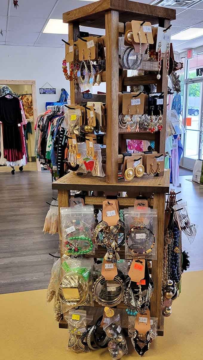 This jewelry display has more personality than most people's entire wardrobes, and that's saying something.