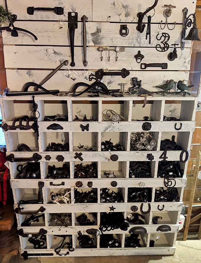 An impressive collection of antique hardware proves that even door handles had more personality back then.