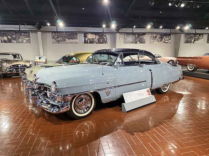 Baby blue perfection from the 1950s &ndash; when Cadillacs were floating living rooms and style mattered more than cupholders.