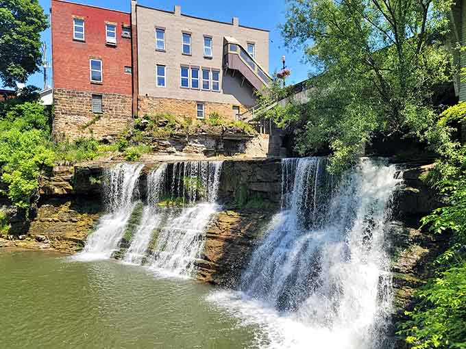 A real waterfall, right in the middle of town. Ohio has been holding out on you, and this is the proof.
