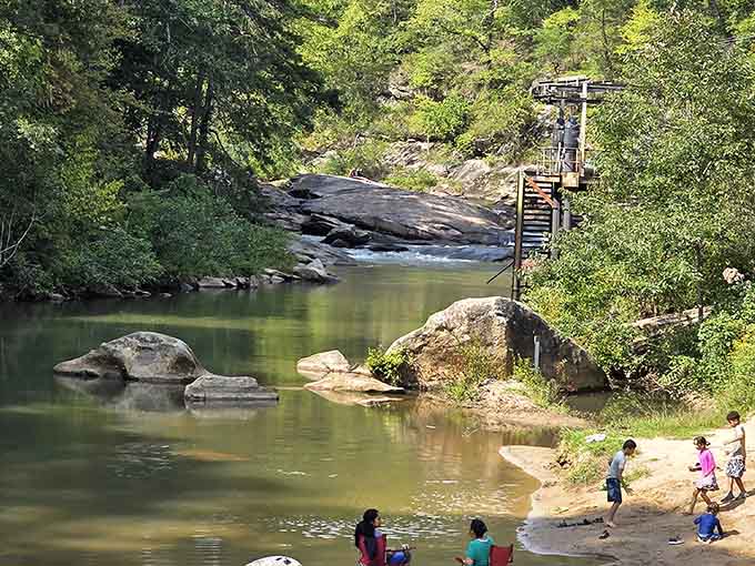 The swimming area where kids discover that nature's playground beats any water park hands down.