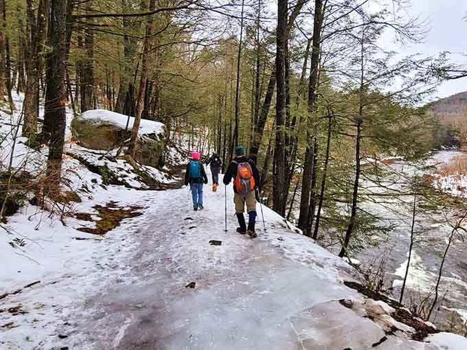 Snow-dusted trails lead intrepid hikers to views that make the careful footing absolutely worthwhile.