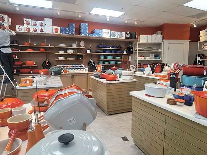 Le Creuset's colorful cookware collection, where each pot costs more than your first apartment's monthly rent but lasts forever.